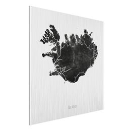 Alu Dibond Outdoor Bild - Schwarzes Island - schwarz weiss Illustration Aquarell Deko Wohnzimmer Schlafzimmer