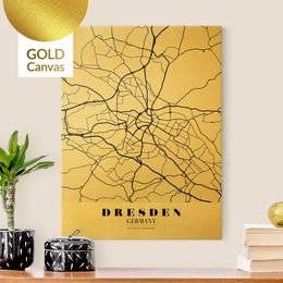 Bilderwelten Leinwandbild - Hochformat Stadtplan Dresden - Klassik