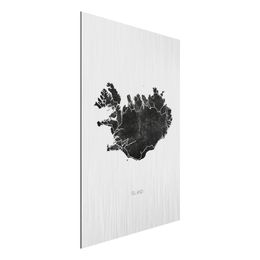 Bilderwelten Alu Dibond Outdoor Bild schwarz weiss Illustration Aquarell - Schwarzes Island - Deko Wohnzimmer Schlafzimmer