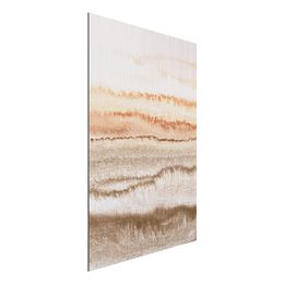 Alu Dibond Outdoor Bild - Spiel der Farben Meeresrauschen in Sepia - braun Illustration Aquarell Deko Wohnzimmer Schlafzimmer