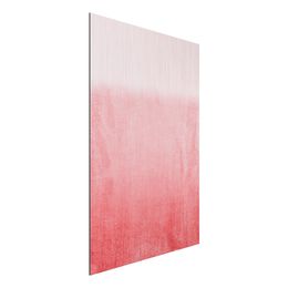 Alu Dibond Outdoor Bild - Spiel der Farben Verblassende Koralle - rosa Illustration Aquarell Deko Wohnzimmer Schlafzimmer