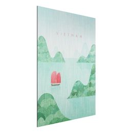 Bilderwelten Alu Dibond Outdoor Bild originell gr&uuml;n Illustration wetterfest - Reiseposter - Vietnam - Asia Wohnzimmer Schlafzimmer