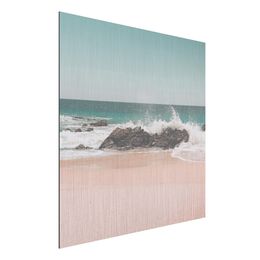 Bilderwelten Alu Dibond Outdoor Bild Strand t&uuml;rkis Motiv wetterfest - Sonniger Strand Mexico - Karibik Wohnzimmer Schlafzimmer