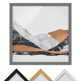 Bilderwelten Bild mit Rahmen Landschaft in Marmor und Kupfer