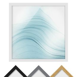 Bilderwelten Bild mit Rahmen originell blau Abstrakt inkl. Rahmung - Melierter Hauch von Blau - Deko Wohnzimmer Schlafzimmer