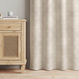Bilderwelten Vorhang No.YK58 Weiße Herzen auf Creme - blickdichte Gardine Illustration Muster Kinderzimmer Baby Babyzimmer Mädchen Mädchenzimmer Jungen