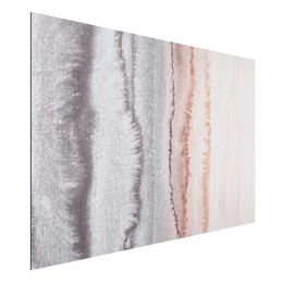 Alu Dibond Outdoor Bild - Spiel der Farben Meeresrauschen im Nebel - grau Illustration Aquarell Deko Wohnzimmer Schlafzimmer