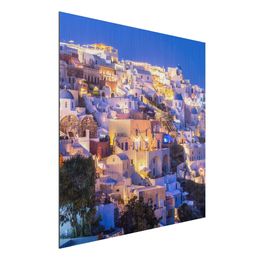 Bilderwelten Alu Dibond Outdoor Bild Stadt blau Motiv wetterfest - Santorini at night - Architektur Wohnzimmer Schlafzimmer