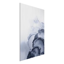 Bilderwelten Alu Dibond Outdoor Bild blau Illustration Aquarell - Spiel der Farben Blaue Tusche - Deko Wohnzimmer Schlafzimmer