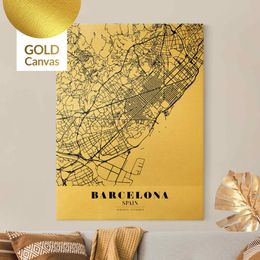 Bilderwelten Leinwandbild - Hochformat Stadtplan Barcelona - Klassik