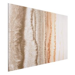 Bilderwelten Alu Dibond Outdoor Bild braun Illustration Aquarell - Spiel der Farben Meeresrauschen in Sepia - Deko Wohnzimmer Schlafzimmer
