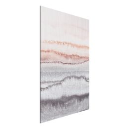 Alu Dibond Outdoor Bild - Spiel der Farben Meeresrauschen im Nebel - grau Illustration Aquarell Deko Wohnzimmer Schlafzimmer