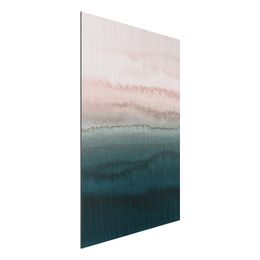 Bilderwelten Alu Dibond Outdoor Bild blau Illustration Aquarell - Spiel der Farben Meeresrauschen - Deko Wohnzimmer Schlafzimmer