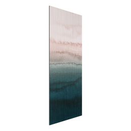 Alu Dibond Outdoor Bild - Spiel der Farben Meeresrauschen - blau Illustration Aquarell Deko Wohnzimmer Schlafzimmer