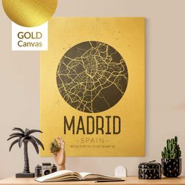 Bilderwelten Leinwandbild - Hochformat Stadtplan Madrid - Retro