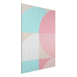 Bilderwelten Alu Dibond Outdoor Bild originell pastell Abstrakt wetterfest - Skandinavische Formen in Pastell II - Geometrisch Wohnzimmer Schlafzimmer