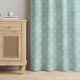 Bilderwelten Vorhang No.YK60 Weiße Herzen auf Mint - blickdichte Gardine Illustration Muster Kinderzimmer Baby Babyzimmer Mädchen Mädchenzimmer Jungen