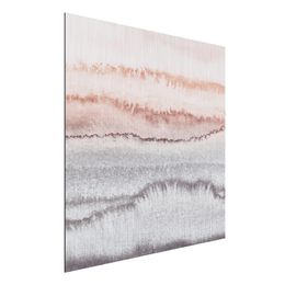 Bilderwelten Alu Dibond Outdoor Bild grau Illustration Aquarell - Spiel der Farben Meeresrauschen im Nebel - Deko Wohnzimmer Schlafzimmer