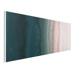 Alu Dibond Outdoor Bild - Spiel der Farben Meeresrauschen - blau Illustration Aquarell Deko Wohnzimmer Schlafzimmer