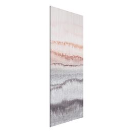 Bilderwelten Alu Dibond Outdoor Bild grau Illustration Aquarell - Spiel der Farben Meeresrauschen im Nebel - Deko Wohnzimmer Schlafzimmer