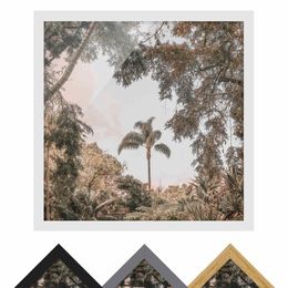 Bilderwelten Bild mit Rahmen Strand gr&uuml;n Tropisch inkl. Rahmung - Garten auf Madeira - Meerblick Wohnzimmer Schlafzimmer