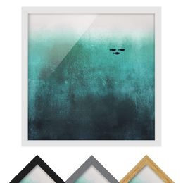 Bilderwelten Bild mit Rahmen Tiere petrol modern inkl. Rahmung - Fische in der Tiefsee - Fische Wohnzimmer Schlafzimmer