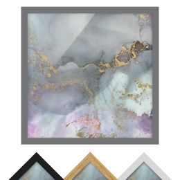 Bilderwelten Bild mit Rahmen Farbexperimente Marmor Regenbogen und Gold