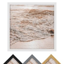 Bilderwelten Bild mit Rahmen Strand beige Motiv inkl. Rahmung - Goldener Strand - Meerblick Wohnzimmer Schlafzimmer