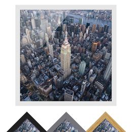 Bilderwelten Bild mit Rahmen Stadt grau Motiv inkl. Rahmung - Empire State Of Mind - Architektur Wohnzimmer Schlafzimmer