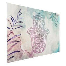 Bilderwelten Alu Dibond Outdoor Bild Spirituell pastell Illustration Aquarell - Hand der Fatima Aquarell - Meditation Wohnzimmer Schlafzimmer