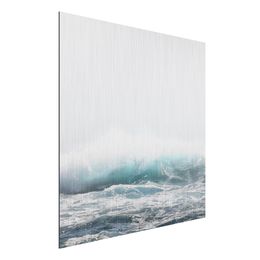 Alu Dibond Outdoor Bild - Gro&szlig;e Welle Hawaii - Strand blau Motiv wetterfest Meerblick Wohnzimmer Schlafzimmer