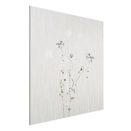 Bilderwelten Alu Dibond Outdoor Bild Blumen beige Illustration wetterfest - Japanisches Ikebana II - Deko Wohnzimmer Schlafzimmer