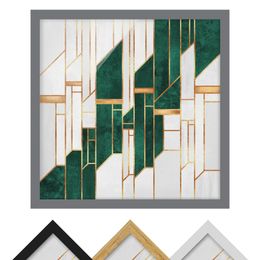 Bilderwelten Bild mit Rahmen Emerald und Gold Geometrie