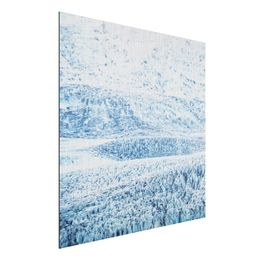Alu Dibond Outdoor Bild - Isl&auml;ndisches Gletschermuster - Natur blau Motiv wetterfest Landschaft Wohnzimmer Schlafzimmer