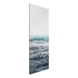 Alu Dibond Outdoor Bild - Gro&szlig;e Welle Hawaii - Strand blau Motiv wetterfest Meerblick Wohnzimmer Schlafzimmer