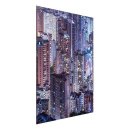 Bilderwelten Alu-Dibond Outdoor Bild Hongkong Lichtermeer
