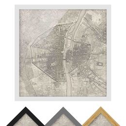 Bilderwelten Bild mit Rahmen Vintage Karte Paris