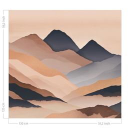 Bilderwelten Vorhang Grafische Landschaft in Braun - blickdichte Gardine Natur Wohnzimmer Schlafzimmer K&uuml;che Bad Badezimmer Jugendzimmer Beige