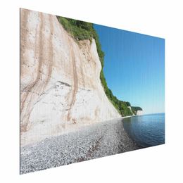 Alu Dibond Outdoor Bild - Kreidefelsen auf R&uuml;gen - Strand weiss Motiv wetterfest Landschaft Wohnzimmer Schlafzimmer