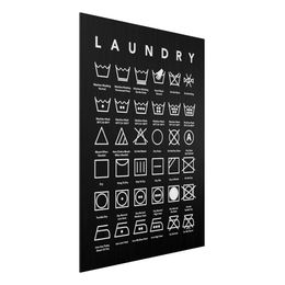 Bilderwelten Alu Dibond Outdoor Bild Spr&uuml;che schwarz weiss modern wetterfest - Laundry Symbole Schwarz-Wei&szlig; - Spr&uuml;che Wohnzimmer Schlafzimmer
