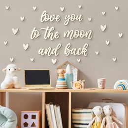 Bilderwelten Wanddeko Holz 3D-Schriftzug Love you to the moon - Herzen