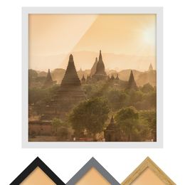 Bilderwelten Bild mit Rahmen Sonnenuntergang &uuml;ber Bagan