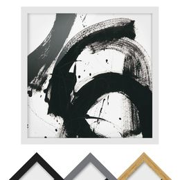 Bilderwelten Bild mit Rahmen originell schwarz weiss Abstrakt inkl. Rahmung - Onyx in Bewegung - Deko Wohnzimmer Schlafzimmer