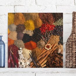 Bilderwelten Leinwandbild Kulinarisch Orientalisch Kunstdruck orange - Exotische Gew&uuml;rze - Wandbild XXL K&uuml;che