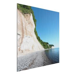 Alu Dibond Outdoor Bild - Kreidefelsen auf R&uuml;gen - Strand weiss Motiv wetterfest Landschaft Wohnzimmer Schlafzimmer