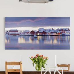 Bilderwelten Leinwandbild - Querformat Reine in Norwegen