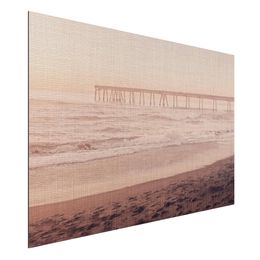 Bilderwelten Alu Dibond Outdoor Bild Strand rosa Motiv wetterfest - Kalifornien Halbmond K&uuml;ste - Meerblick Wohnzimmer Schlafzimmer