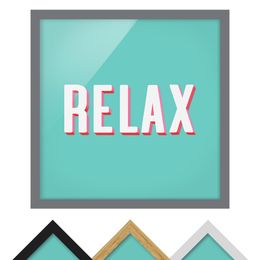 Bilderwelten Bild mit Rahmen Relax Typo auf Blau