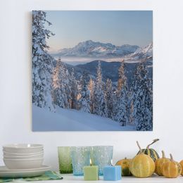 Bilderwelten Leinwandbild Natur Motiv Kunstdruck weiss - Leoganger Steinberge &Ouml;sterreich - Landschaft XXL Wohnzimmer Schlafzimmer