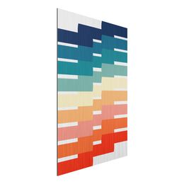 Alu Dibond Outdoor Bild - Moderne Regenbogen Geometrie - bunt Abstrakt wetterfest Deko Wohnzimmer Schlafzimmer